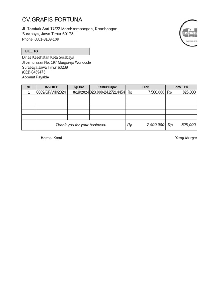 Billing-Invoice CV GF | PDF