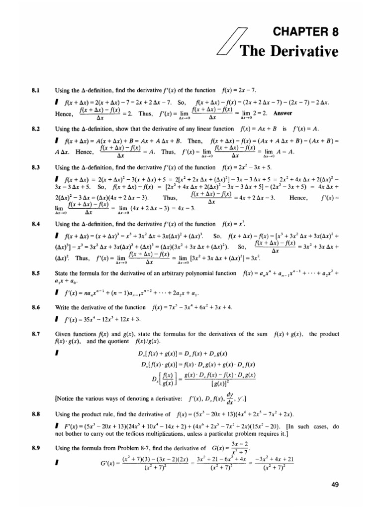 Derivatives and Some Related Rules | PDF