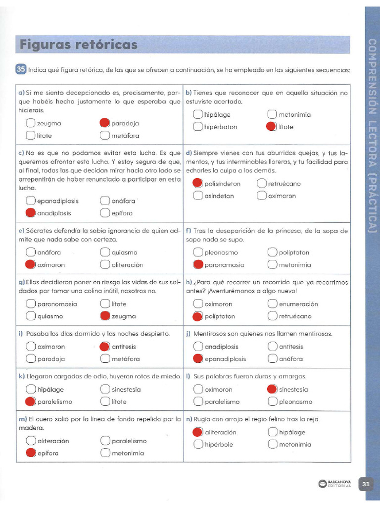 Figuras retóricas ejercicios. | PDF
