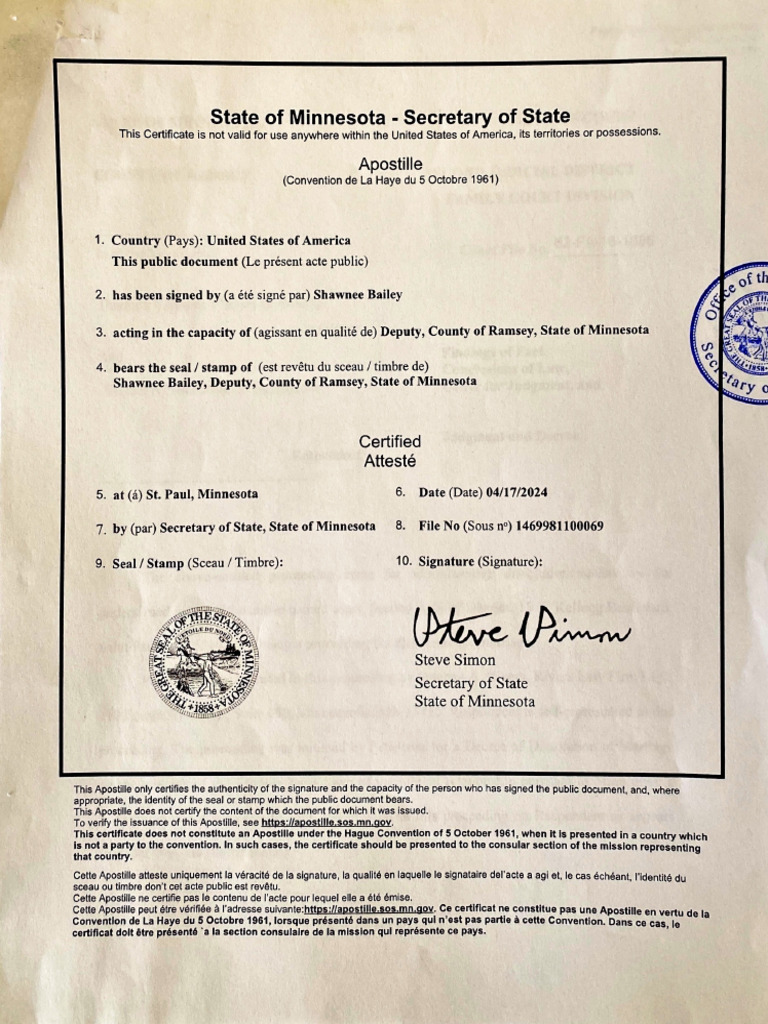 Apostilla de Minnesota - Share | PDF