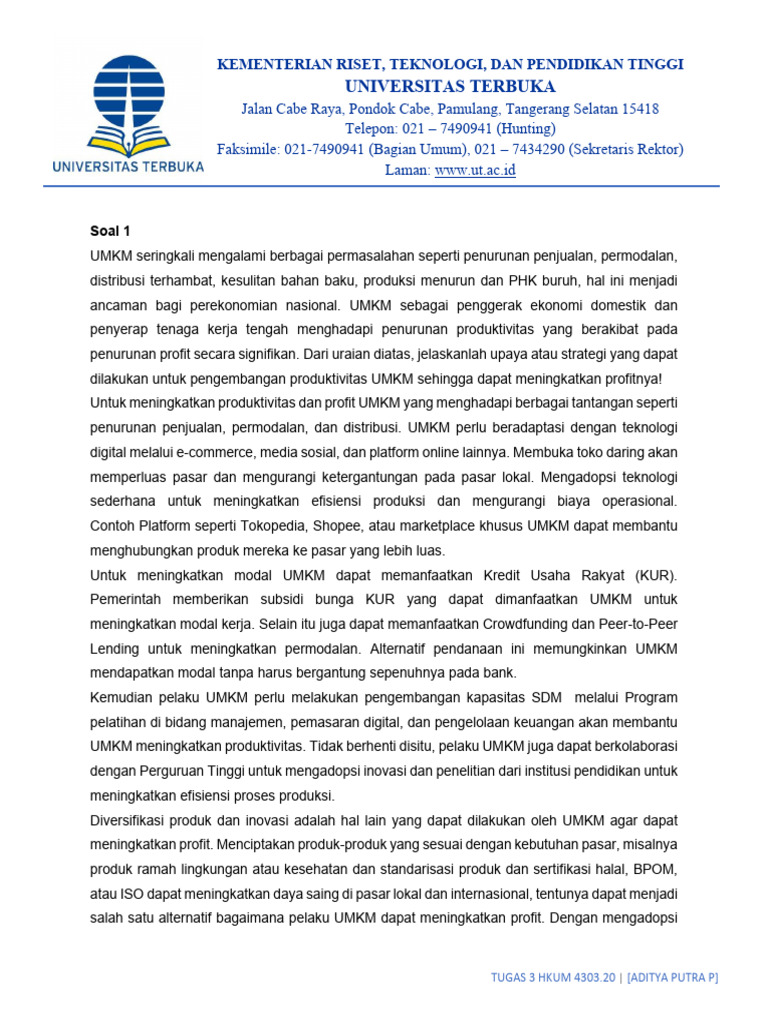 Tugas 3 Hkum 4303.20 (Aditya Putra P) | PDF