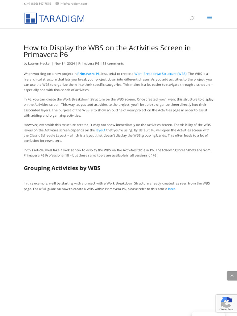 Displaying WBS in Primavera P6 Activities | PDF | Software | Computing