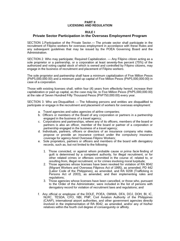 POEA | PDF | Employment | Labour Law
