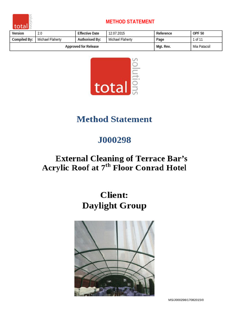 Rope Access Method Statement for Cleaning | PDF | Occupational Safety ...