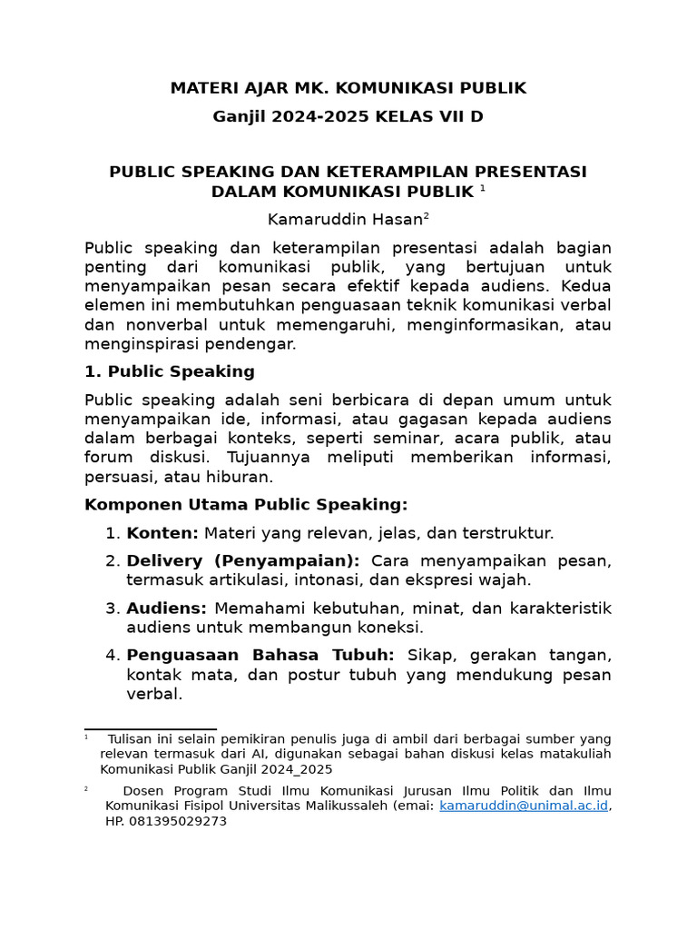 Publik Speking Dalam Kompublik | PDF