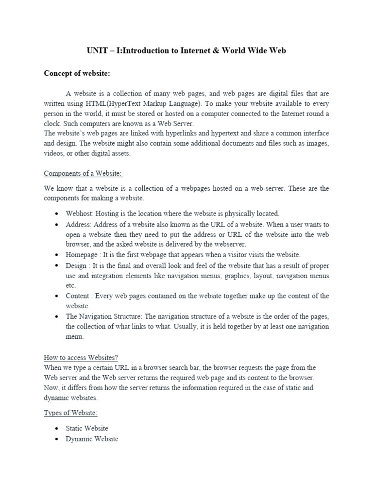 Unit 1 Material | PDF | Websites | World Wide Web Unit 1 Material | PDF | Websites | World Wide Web