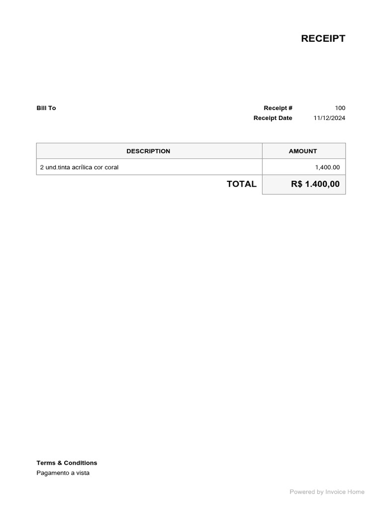 Receipt: Total R$ 1.400,00 | PDF