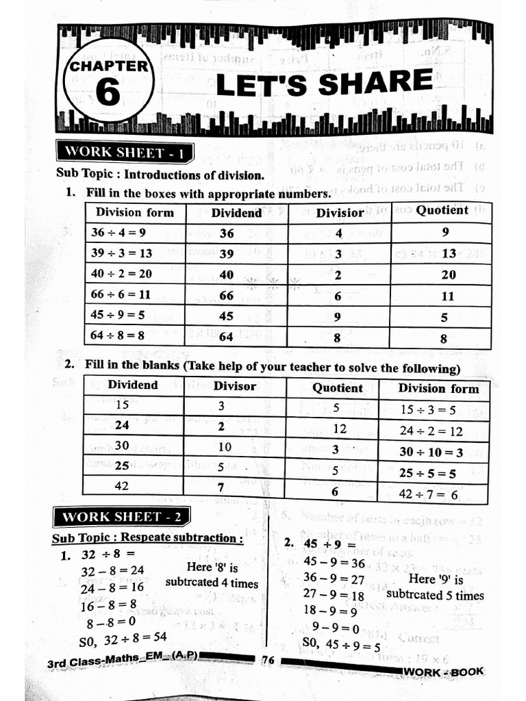 3Rd Class Maths Let's Share | PDF
