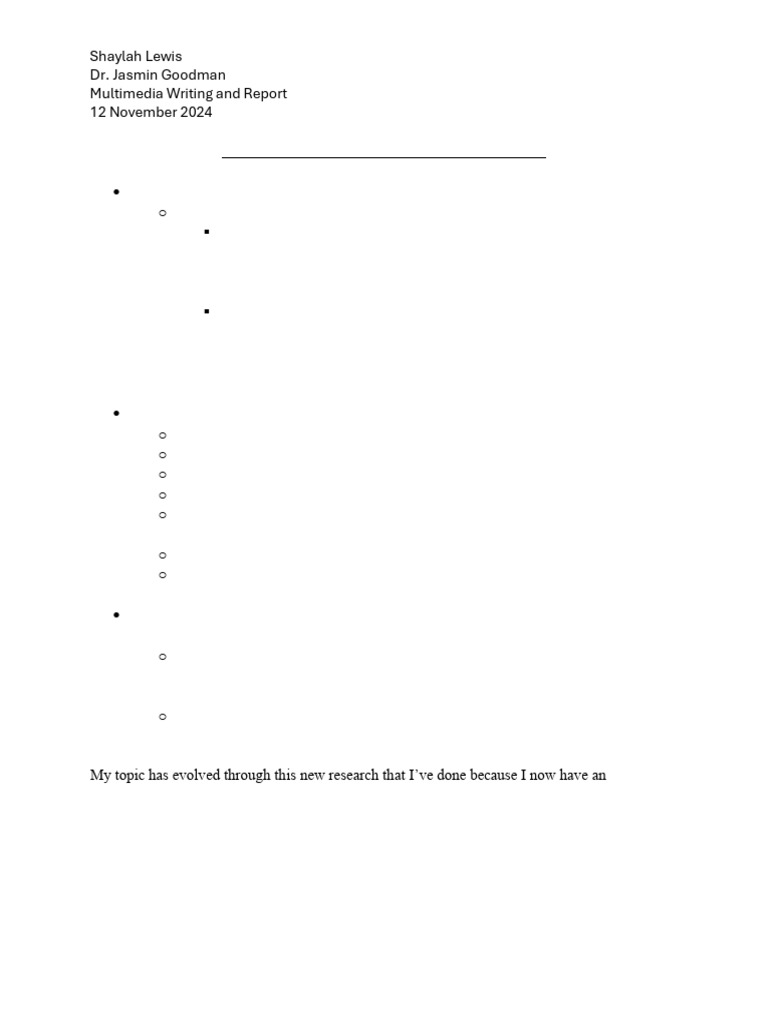 Shaylah Lewis Dr. Jasmin Goodman Multimedia Writing and Report 12 ...