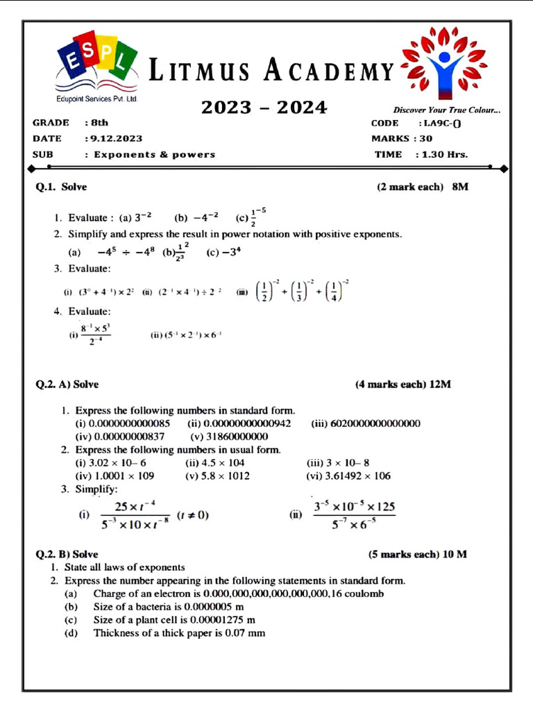 Math Question Paper 2023 | PDF