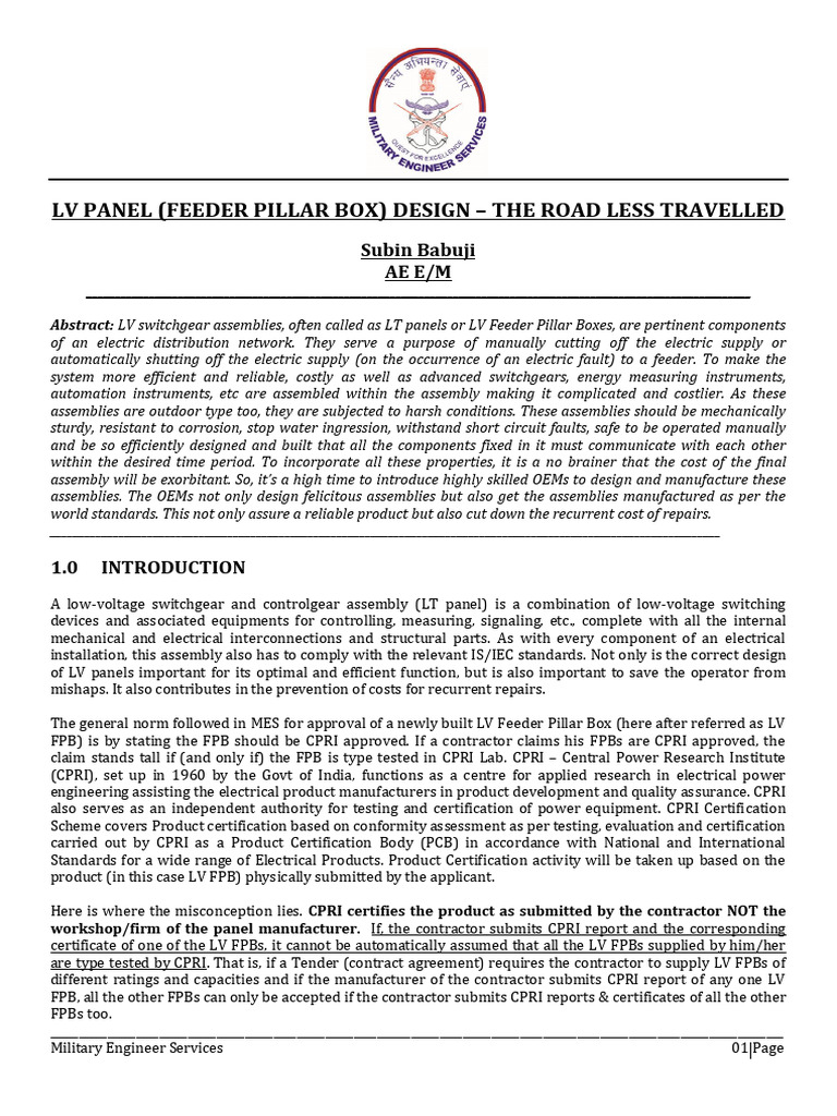 LT Panels Technical Paper | PDF | Insulator (Electricity) | Electrical ...
