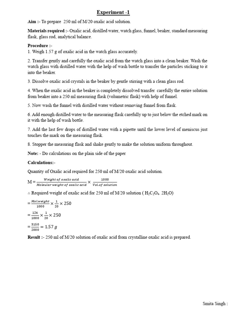 Chemistry Experiment - 1 | PDF