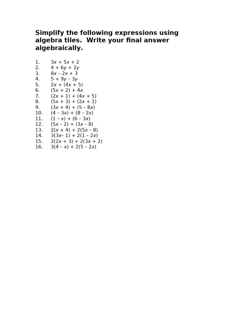 12 - Simplifying Student Handout | PDF