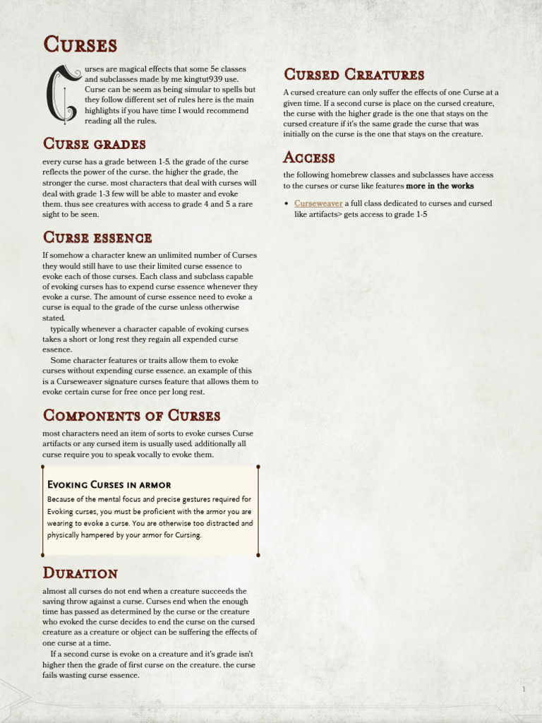 Curseweaver Curses by Naive - Minimum2763 | PDF