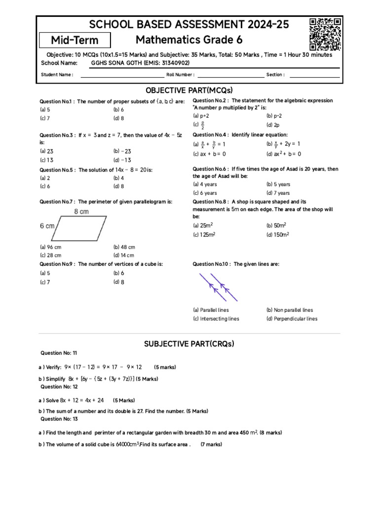 Final Paper MCQs - PEC IBS 2025 | PDF | Length | Algebra Final Paper MCQs - PEC IBS 2025 | PDF | Length | Algebra