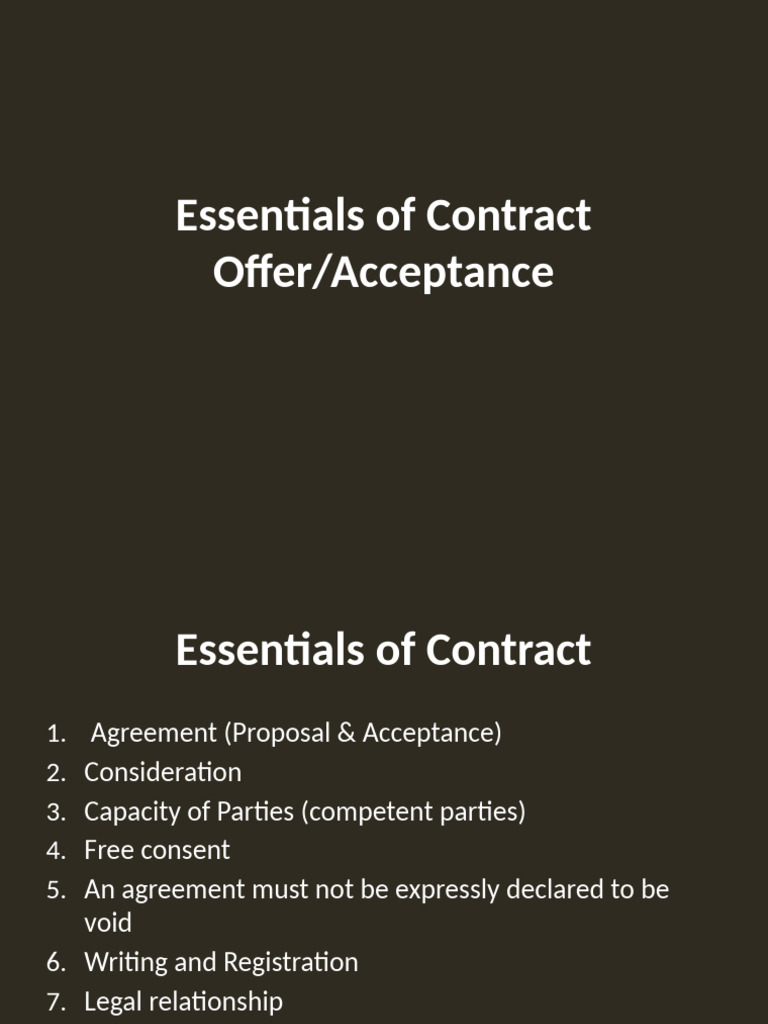 Essentials of Contract | PDF | Offer And Acceptance | Legal Concepts