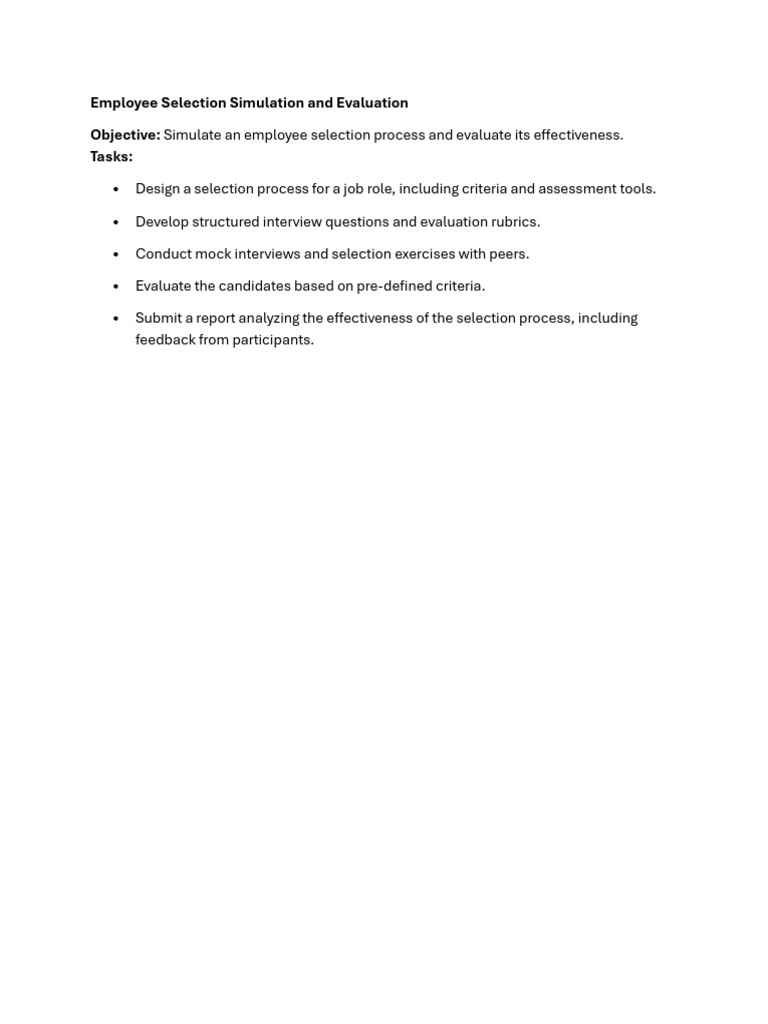 Employee Selection Simulation and Evaluation | PDF