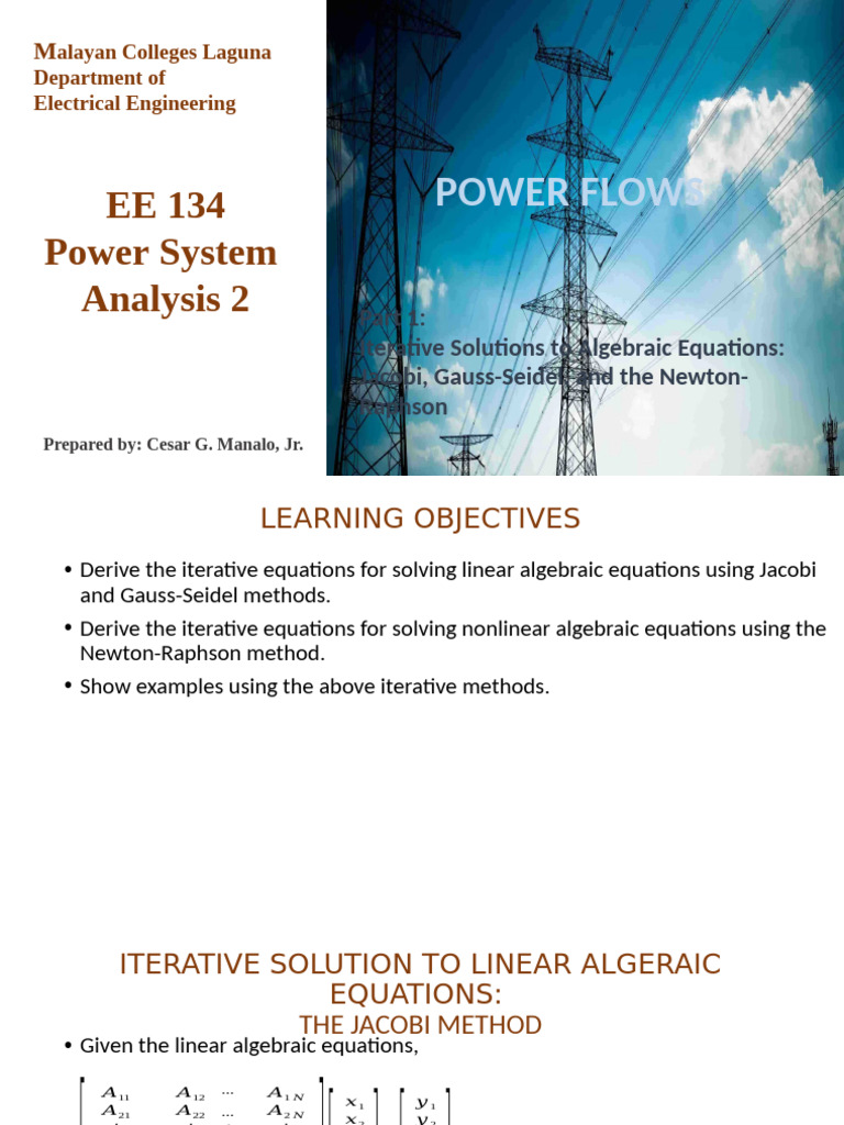 Power Flows-Part 1 (Iterative Solutions) .v2 | PDF | Linear Algebra ...