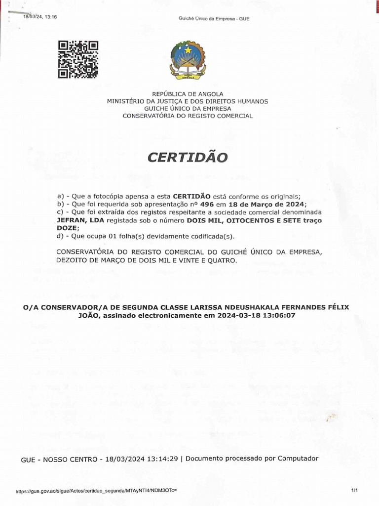 Certidão Comercial Atualizada | PDF