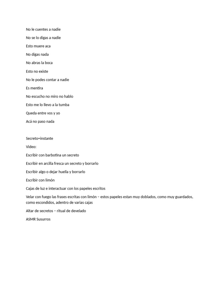 Ritual de Secretos y ASMR | PDF