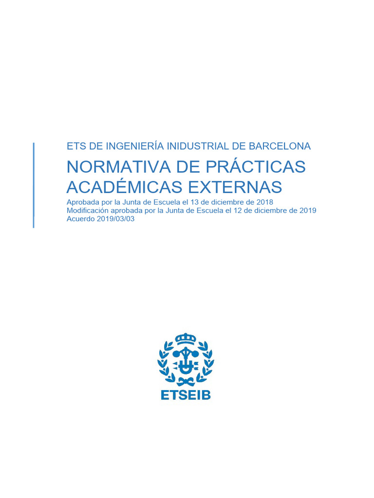 Normativa de Prácticas ETSEIB 2023 | PDF | Plan de estudios | Business