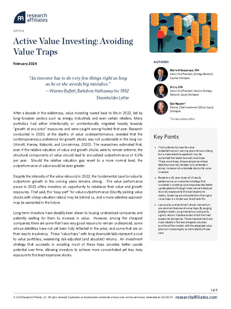 1013 Avoiding Value Traps | PDF | Investing | Valuation (Finance)