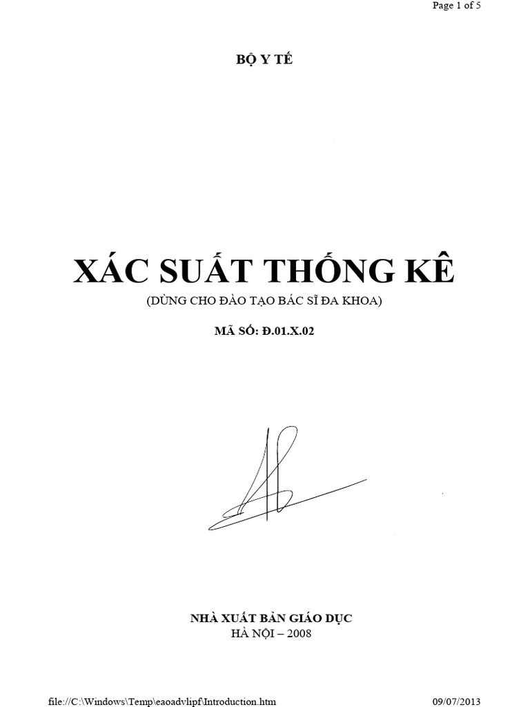 Xac Suat Thong Ke - Bo Y Te, Dao Tao BSDK | PDF