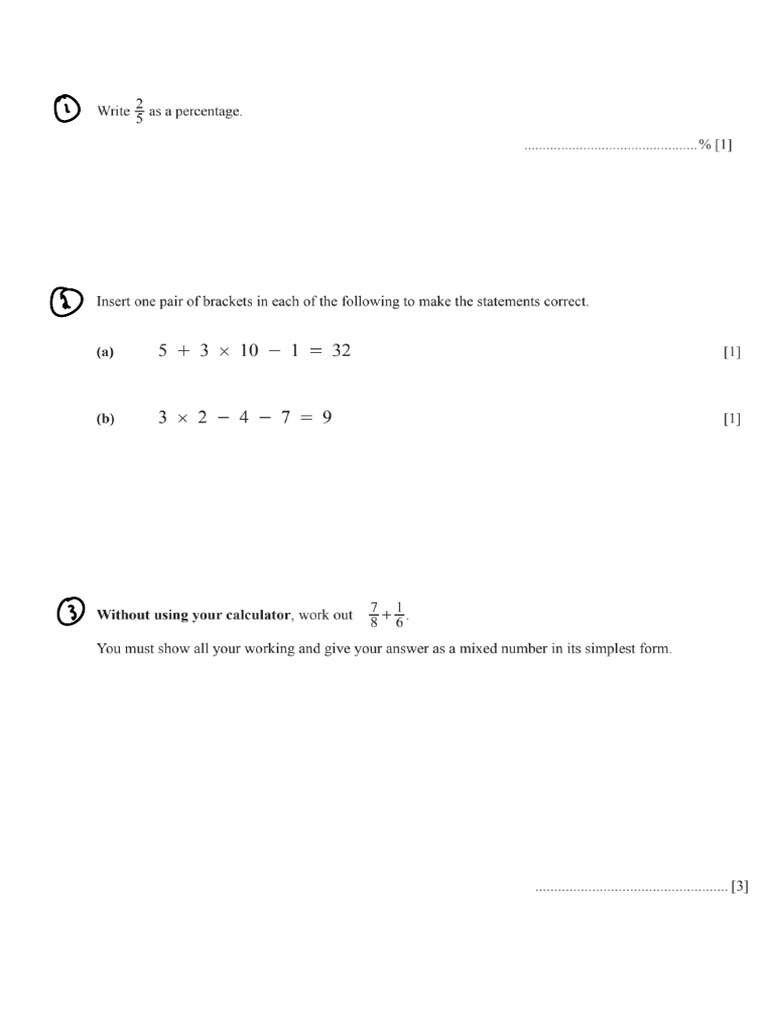 Year 7 (Non-Calculator) - Midyear Revision Worksheet | PDF