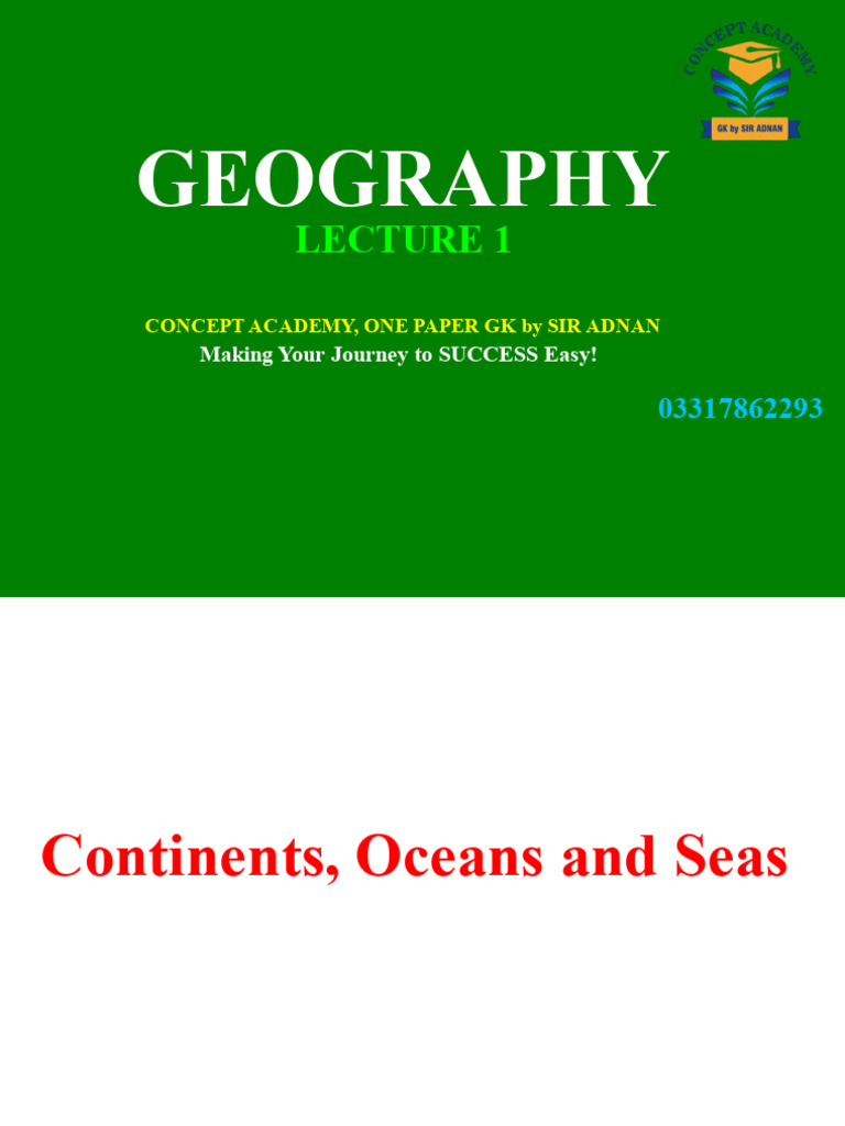 Geography Overview: Continents & Oceans | PDF | Oceans | Pacific Ocean