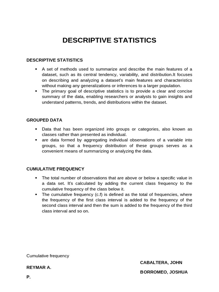 Intro to Descriptive Statistics | PDF | Statistics | Probability Distribution