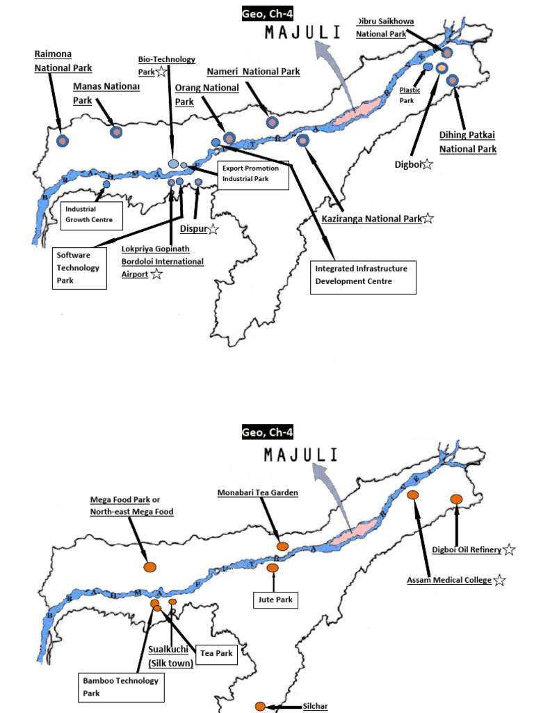 Assam Map with Key Landmarks | PDF