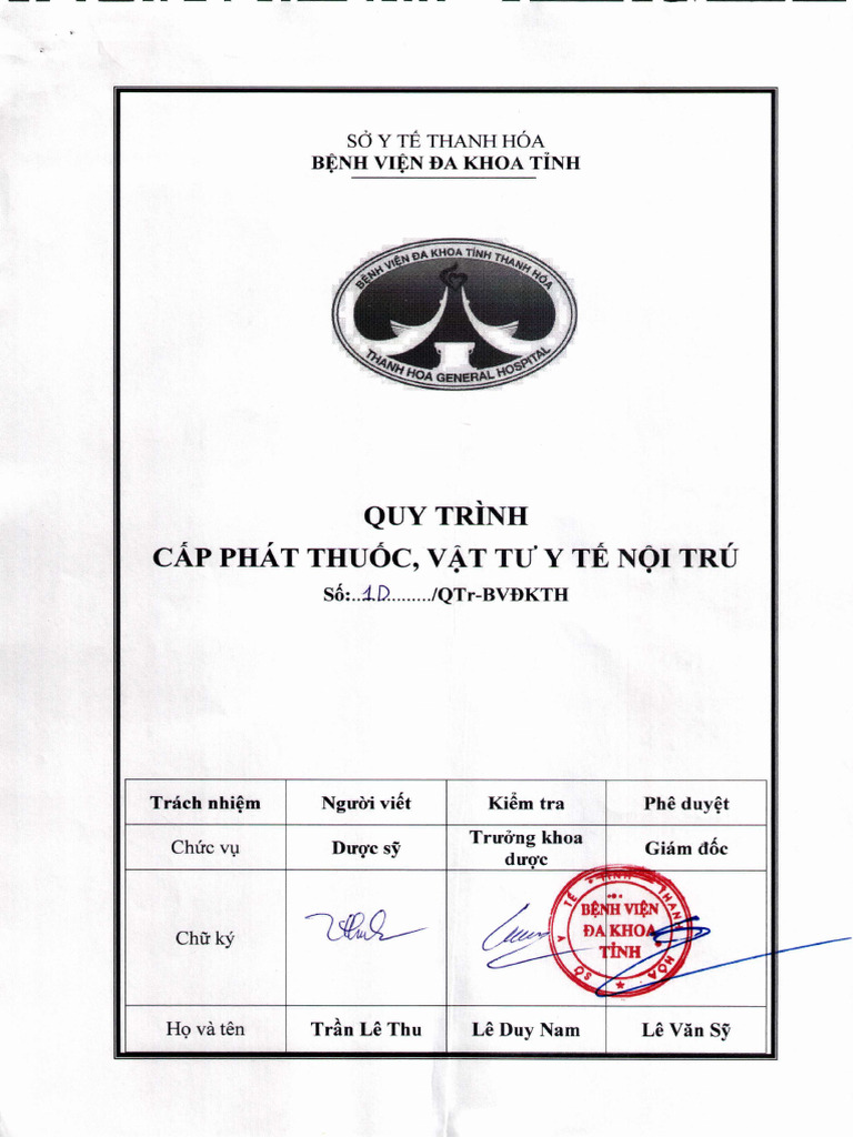 Quy Trinh Cap Phat Thuoc Vat Tu | PDF