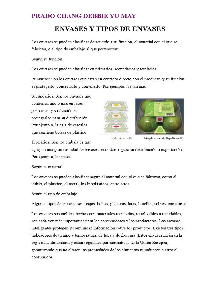 ENVASES Y TIPOS DE ENVASES | PDF | Alimentos | El plastico