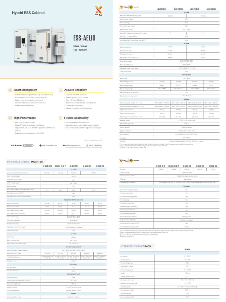 Solax Aelio Hybrid ESS Overview | PDF | Physical Quantities ...