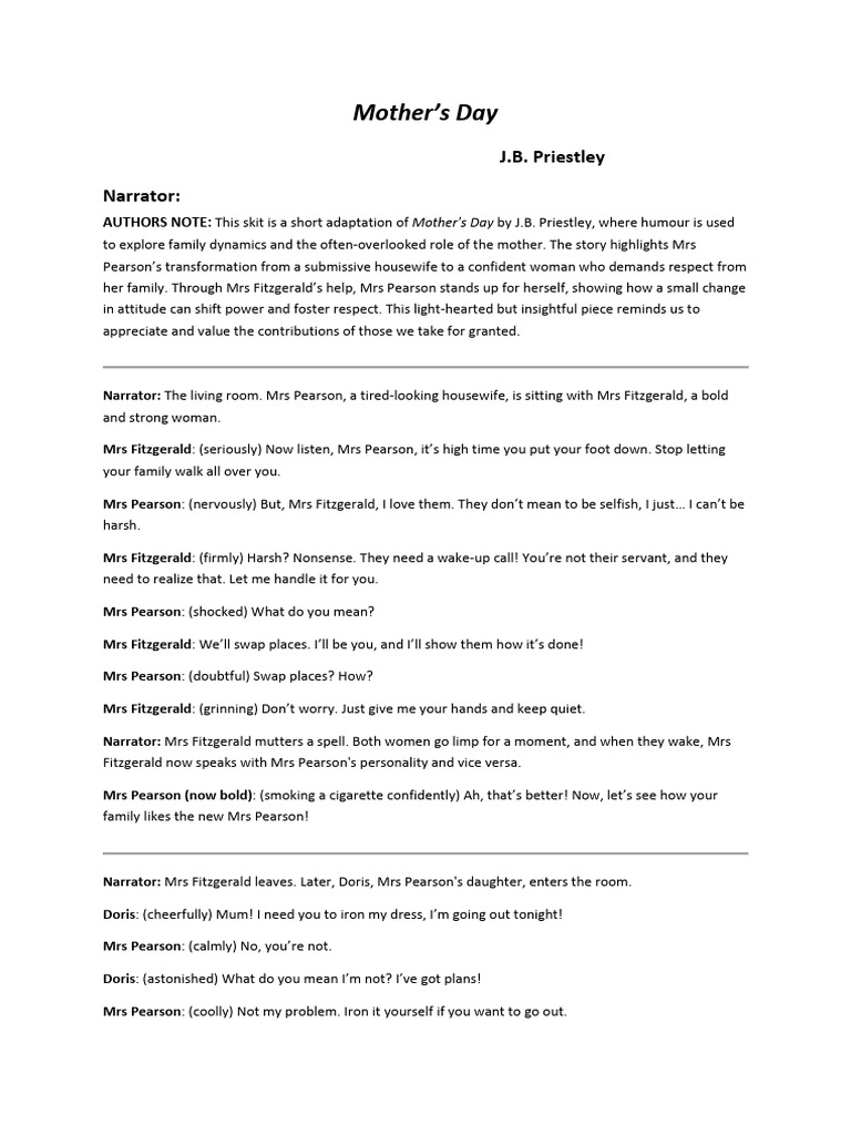 Mother's Day Skit | PDF