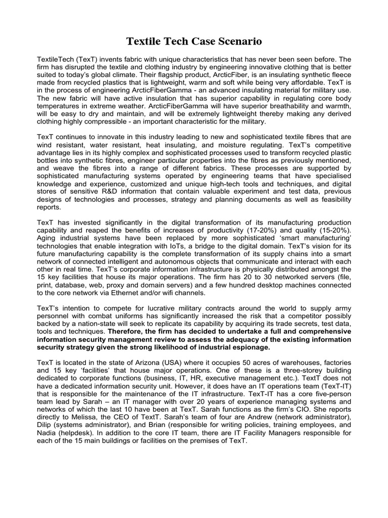 Assignment 4 Case Scenario | PDF | Textiles | Computer Security
