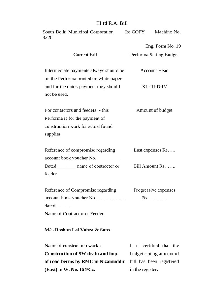 Mcd Translation Modified 3rd Ra Bill | PDF | Payments | Cheque
