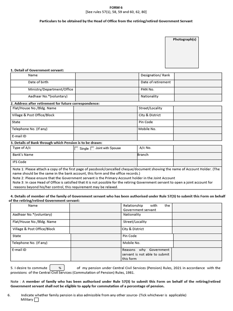 Family Pension Form 6 Details | PDF | Pension
