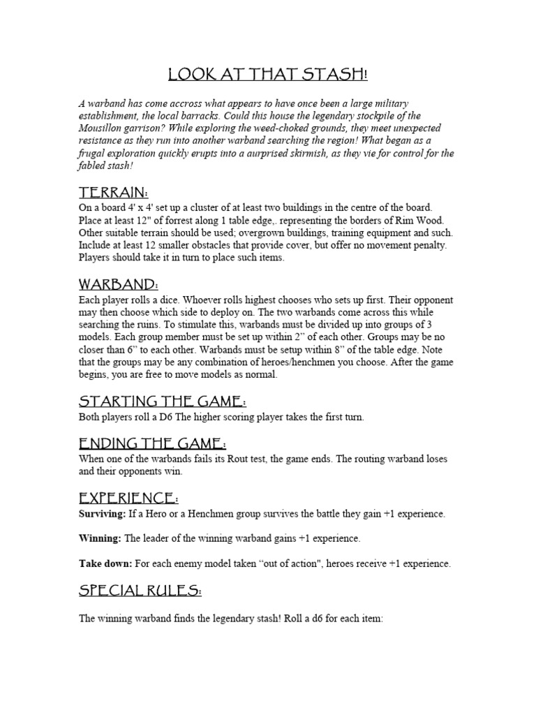 Look at That Stash! (Mousillon Setting) | PDF | Military