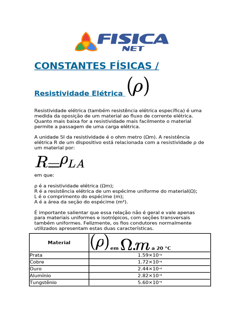 CONSTANTES FÍSICAS | PDF