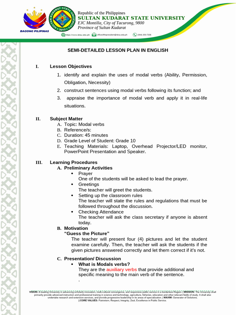 LP- MODAL VERBS | PDF | Teachers | Verb