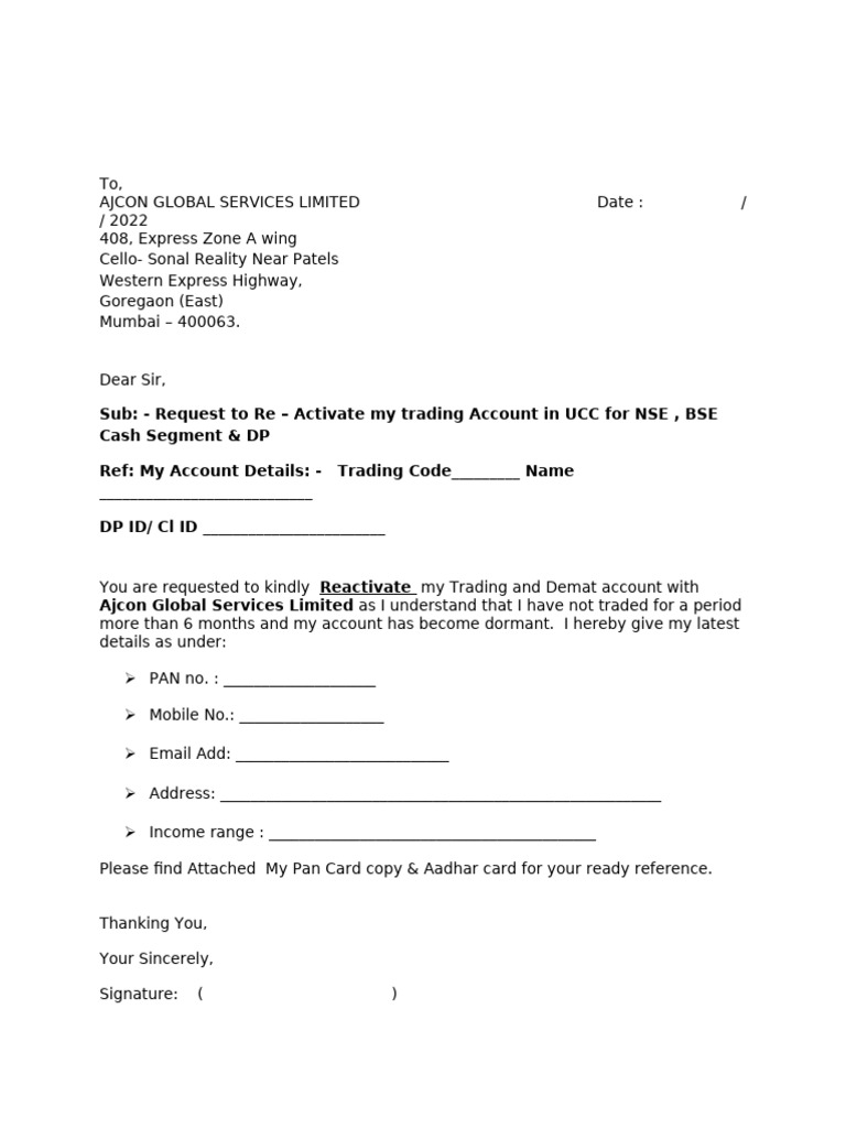 Reactivation Letter With 6 Atributes | PDF