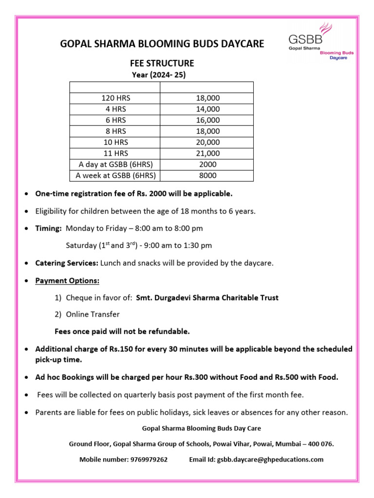 Fee Structure 2024-25 | PDF
