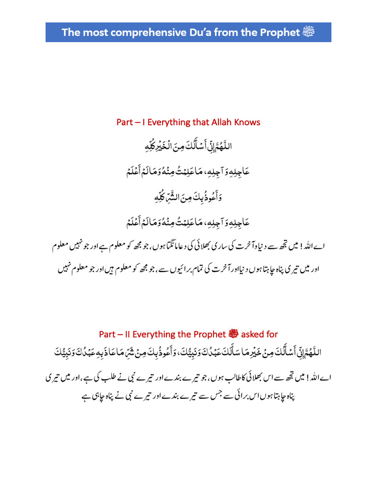 The Most Comprehensive Du'a (Urdu) | PDF