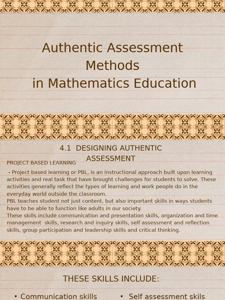Authentic Assessment in Math Education | PDF | Project Based Learning ...
