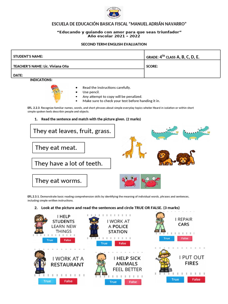 English Second Term 4TH | PDF | Cognition | Learning