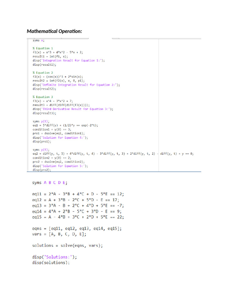 Lab 5 Mathematical Operation | PDF