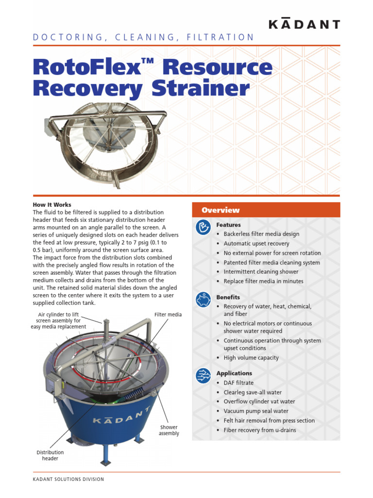 RotoFlex Resource Recovery Strainer | PDF | Filtration | Water