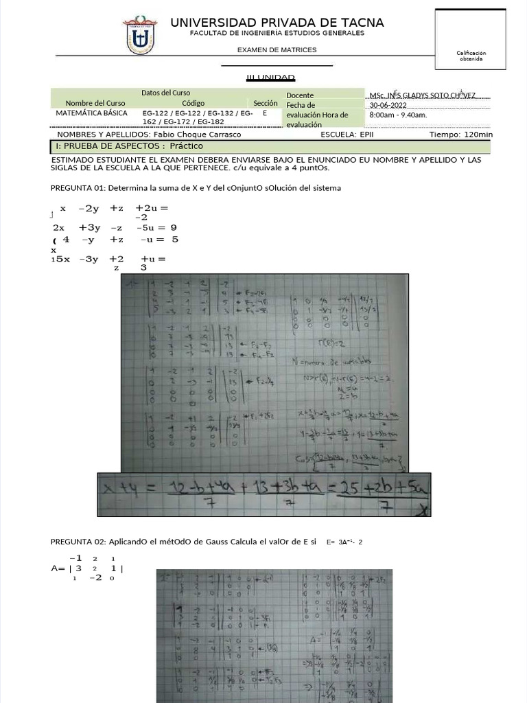 Upt Examen | PDF | Algoritmos | Álgebra