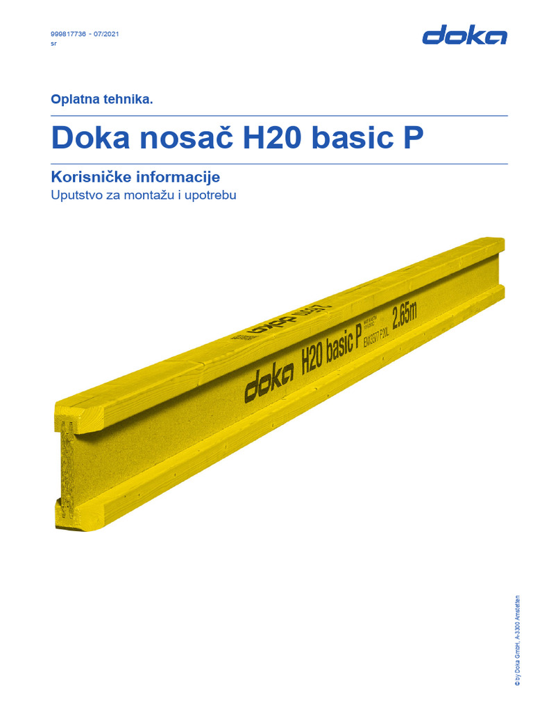 Doka H20 Beam User Guide | PDF